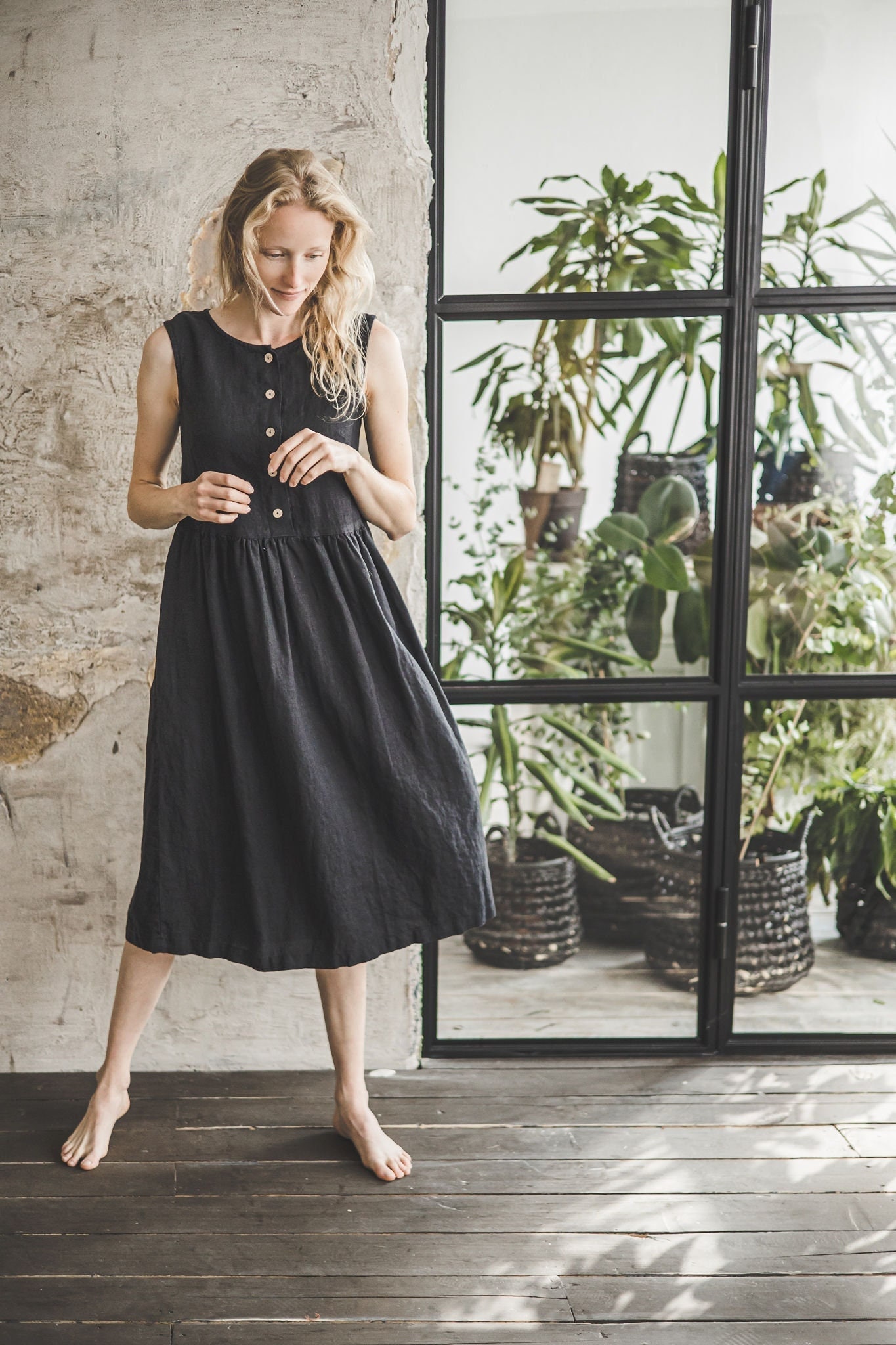 Smock Linen Dress Linen Sleeveless Dress Linen Summer Dress - Etsy