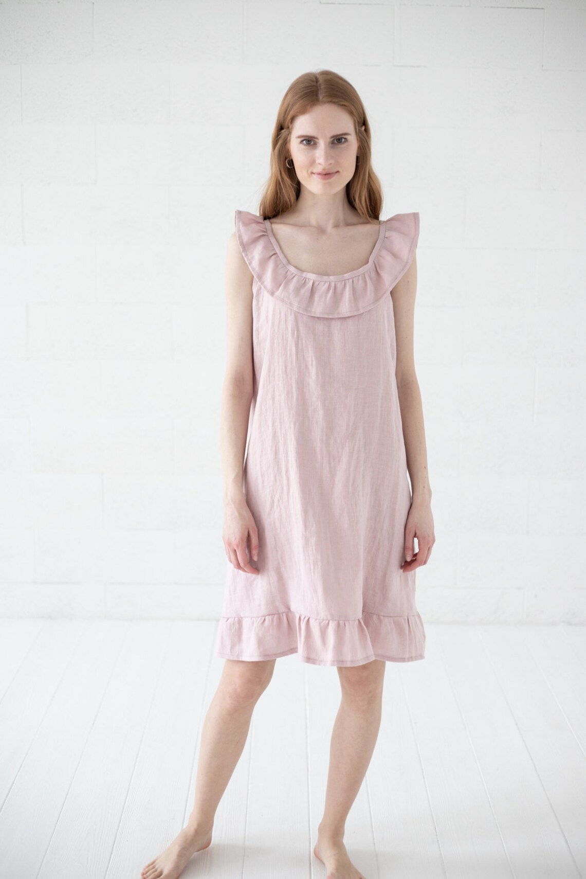 Linen Nightdress for Her, Natural Women Nightwear, Romantic Linen ...