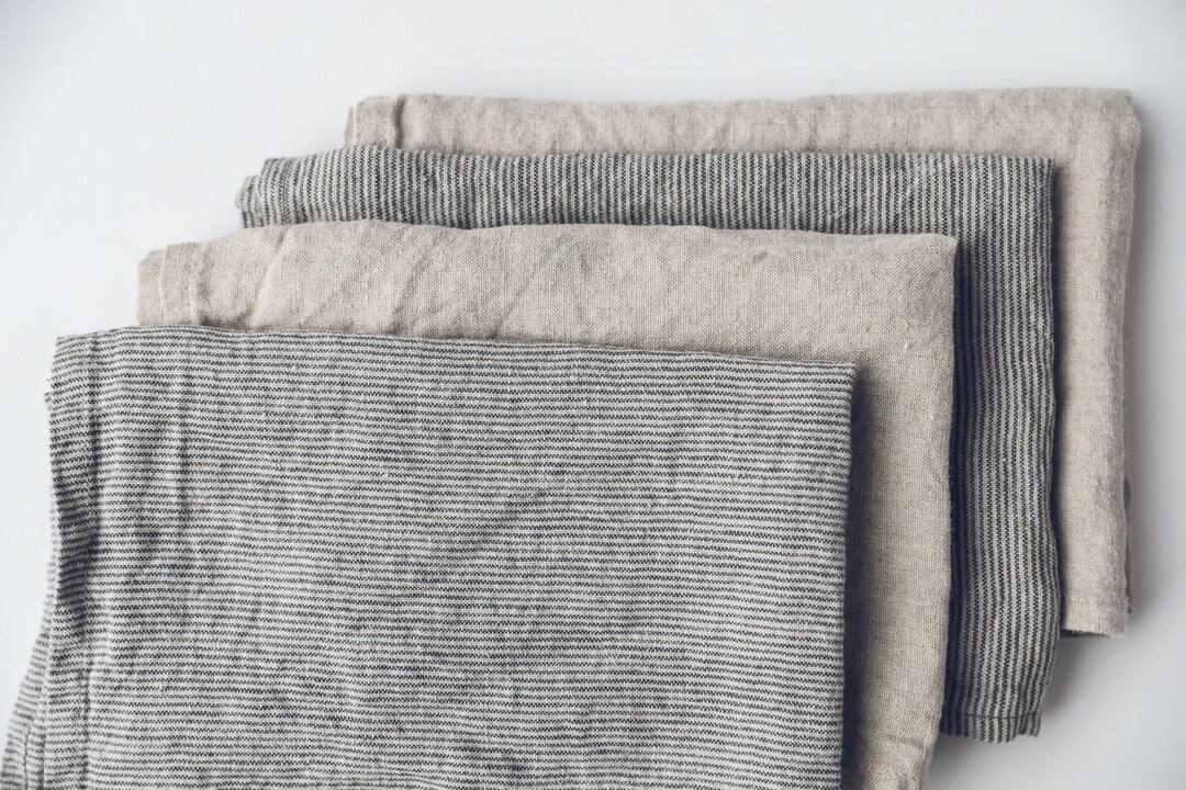 Kitchen Linen Towels Set of 4, Natural Linen Tea Towels Set, Linen Dish ...