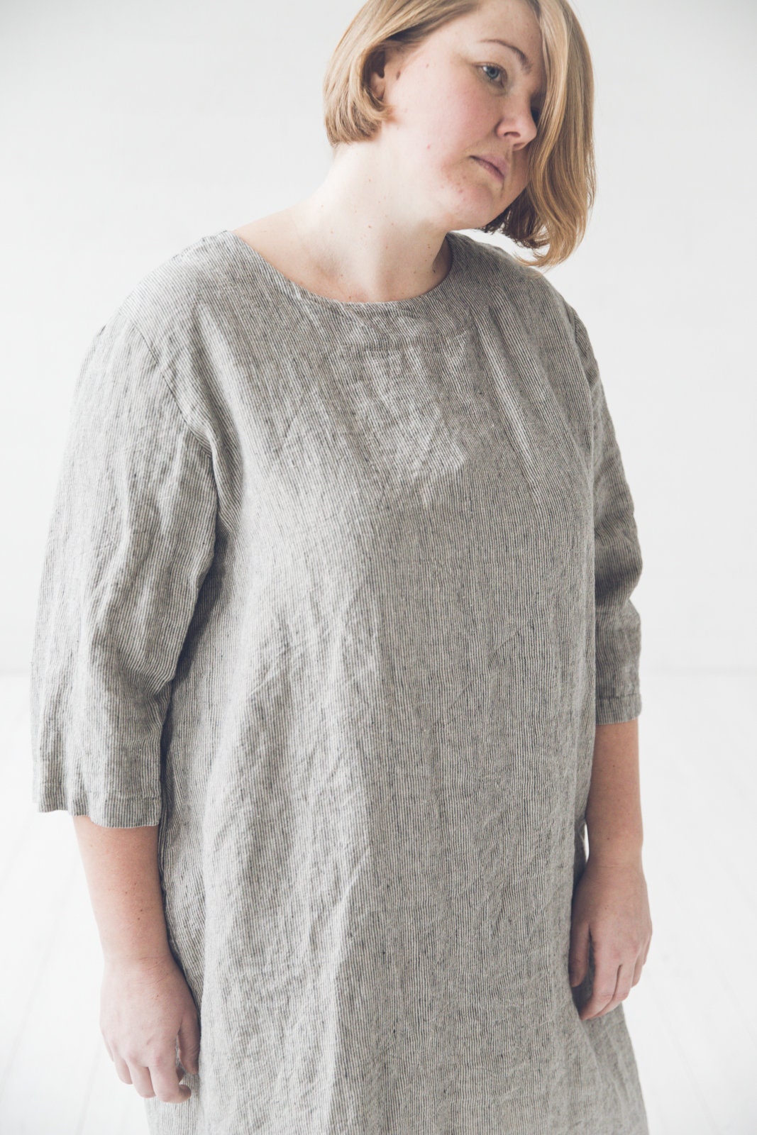 Simple Linen Tunic, Minimalist Linen Dress, Plus Size Linen Simple Linen Tunic, Minimalist Linen Dress, Plus Size Linen