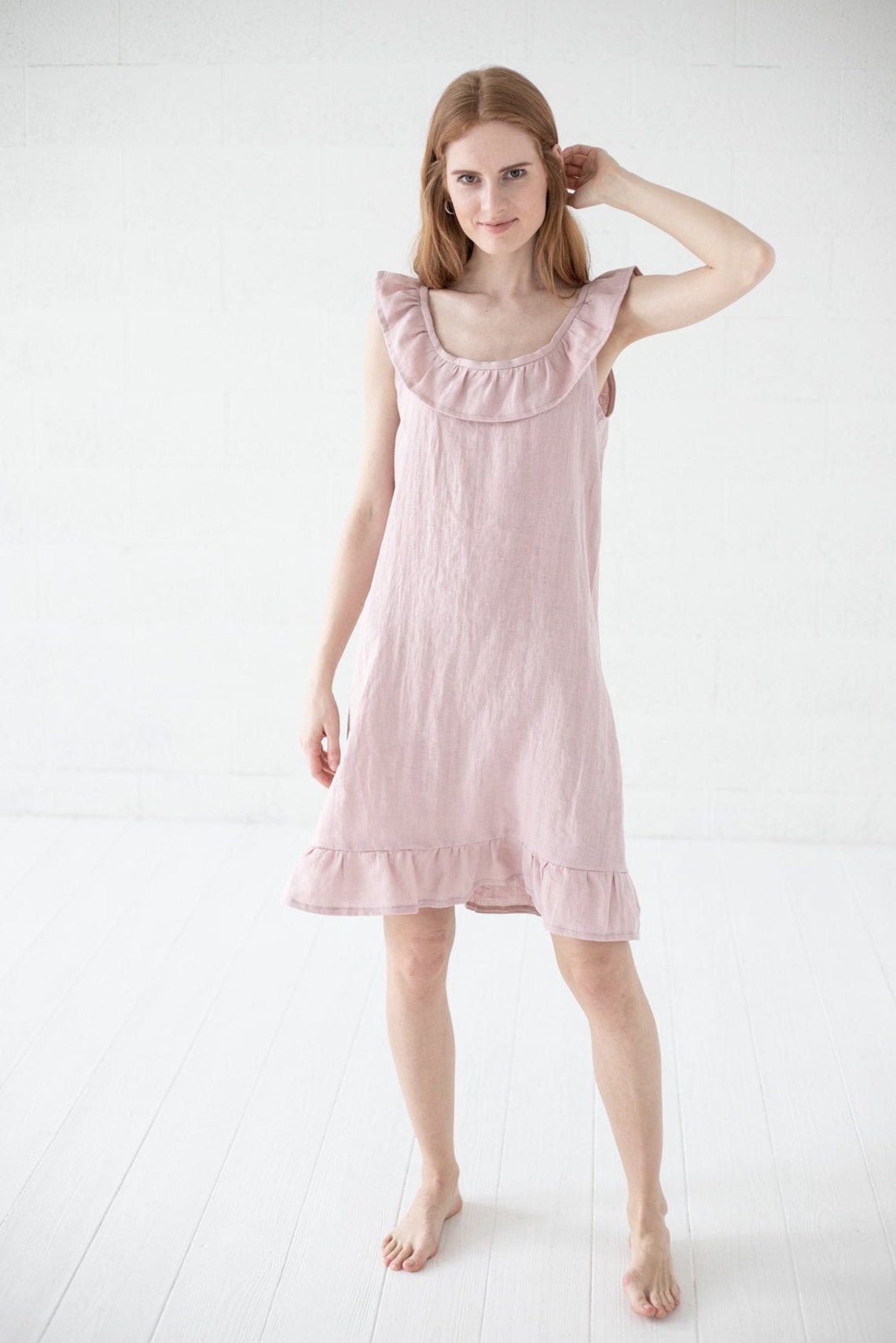 Linen Nightdress for Her, Natural Women Nightwear, Romantic Linen ...