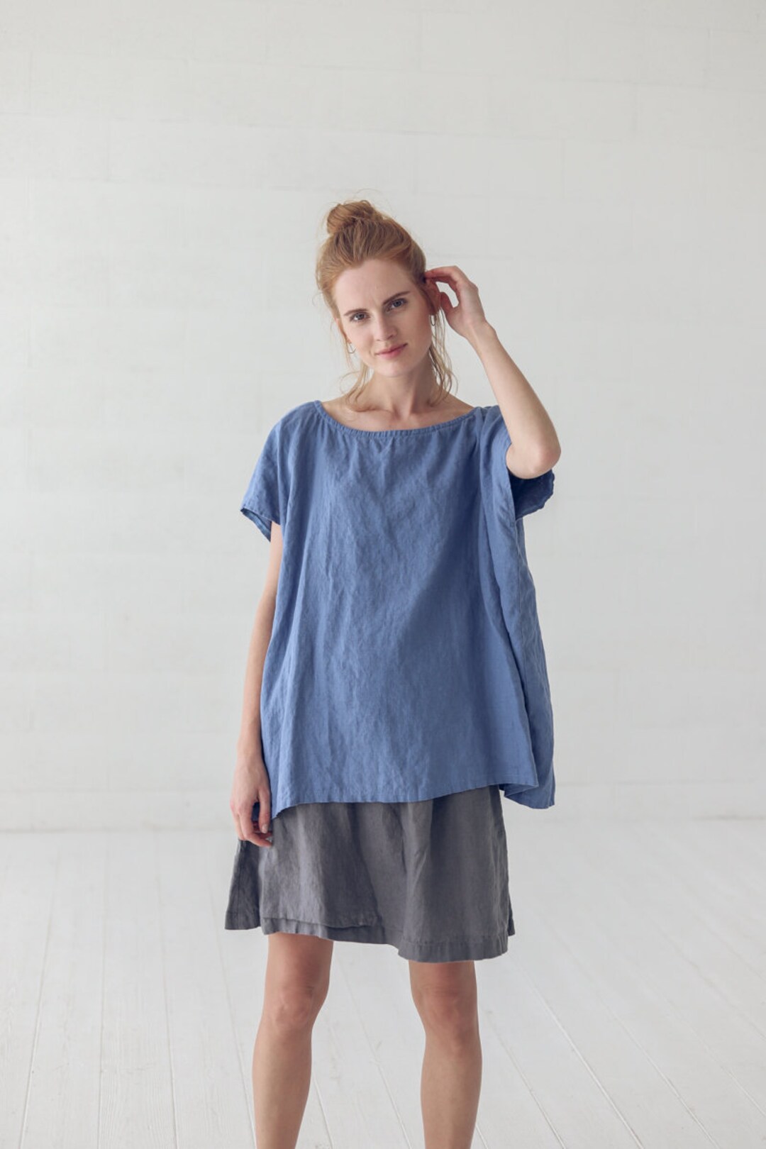 Basic Linen Top / Oversize Linen Blouse - Etsy