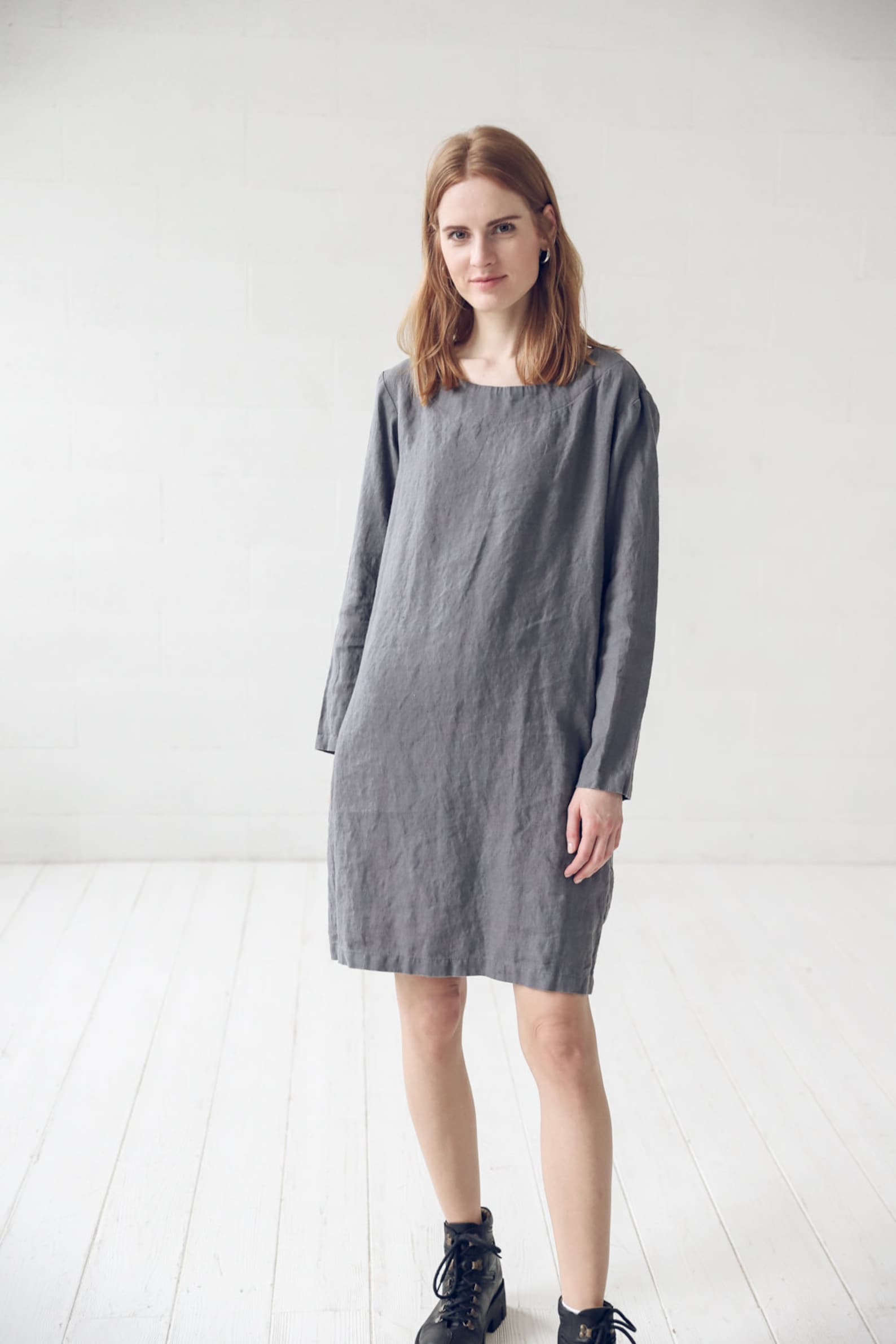 Simply Linen Tunic Dress Long Sleeves Dress Oversized Linen - Etsy