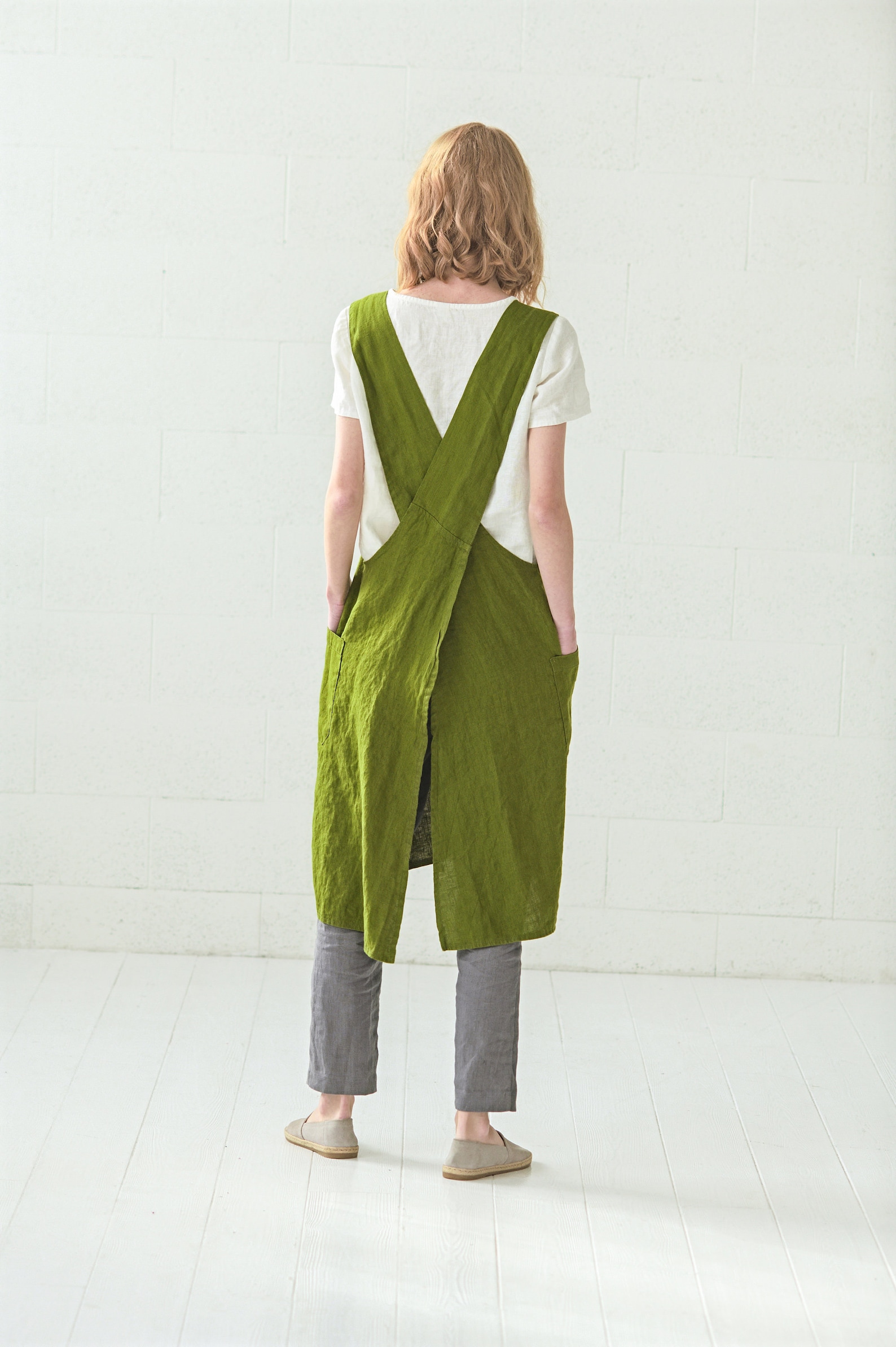 Linen Pinafore Apron Dress: Japanese A-style Crossback Apron - Etsy
