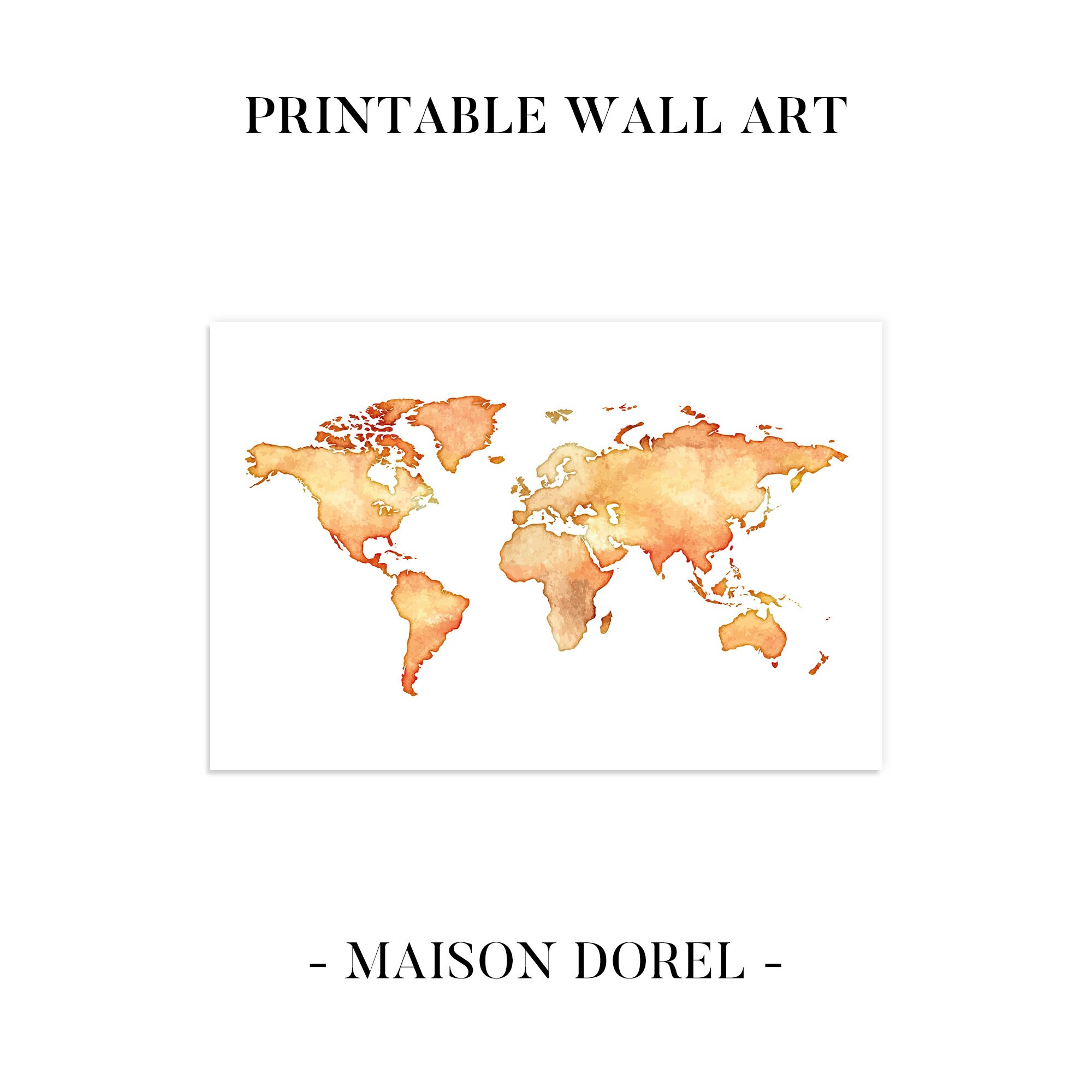 World Map Neutral Beige World Map Printable Earth Beige Map | Etsy