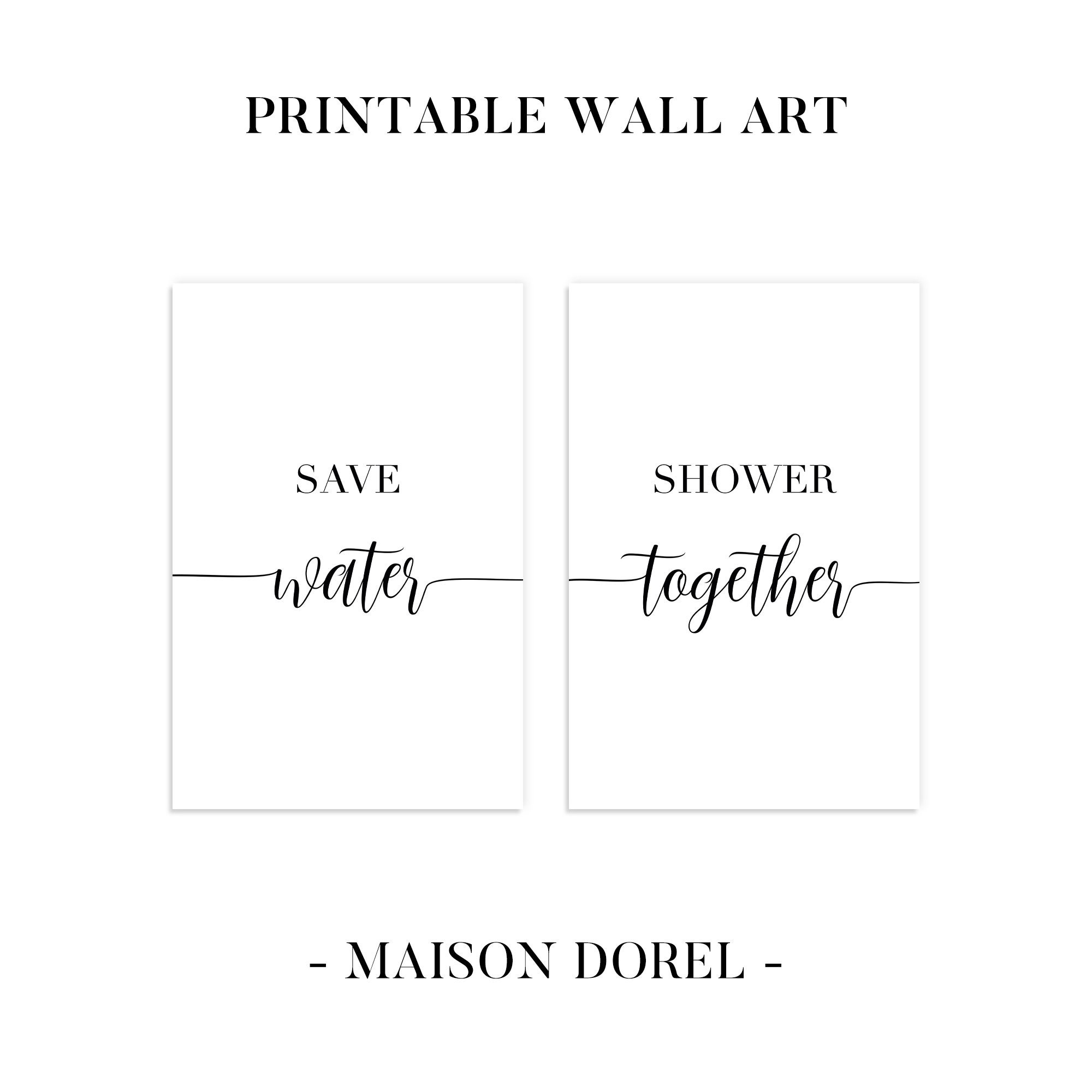 Bathroom Signs Bathroom Wall Art Save Water Shower Together Etsy