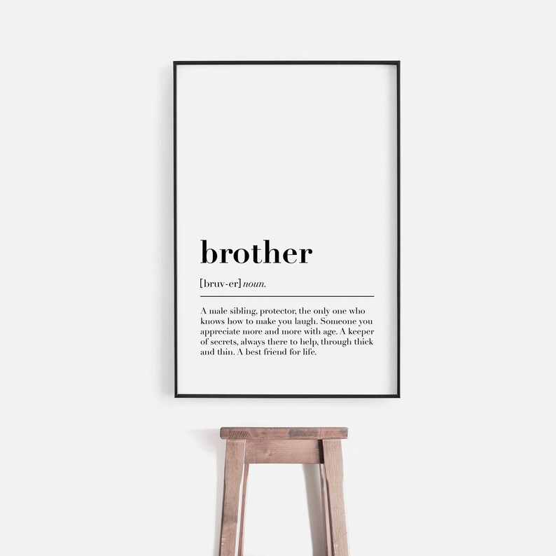 Signo del hermano signo de definición del hermano arte de | Etsy