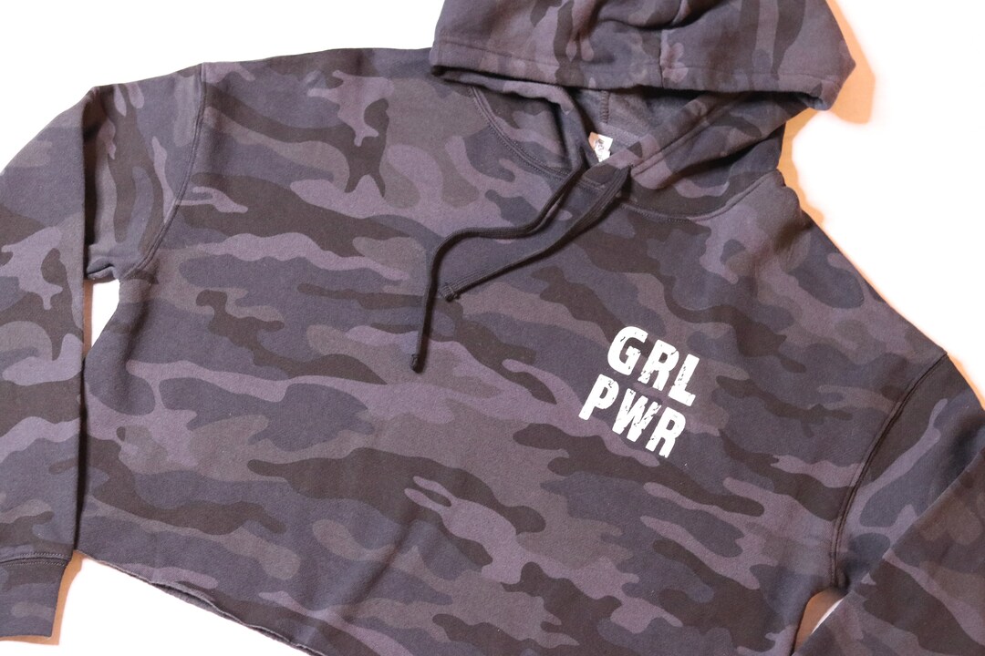 Cropped Camo GRL PWR Hoodie - Etsy