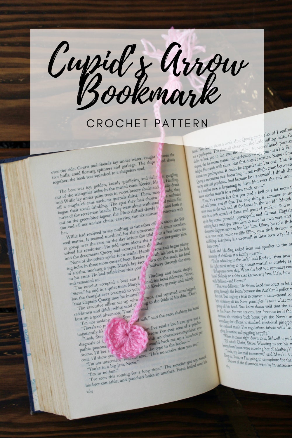 Cupid's Arrow Bookmark Crochet PATTERN - Crochet Bookmark Heart ...