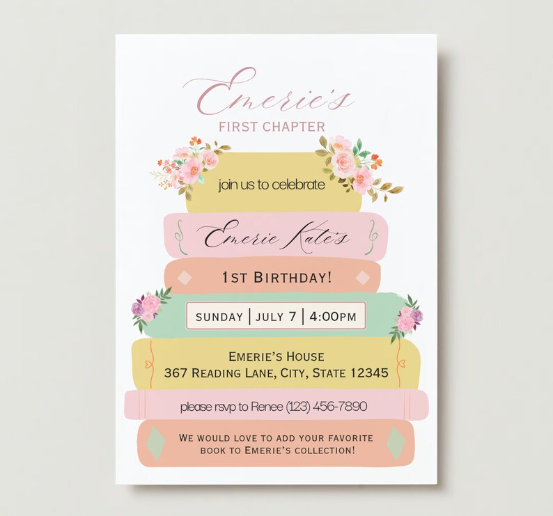 First Birthday Invitation | Storybook Birthday | Book Theme Party ...