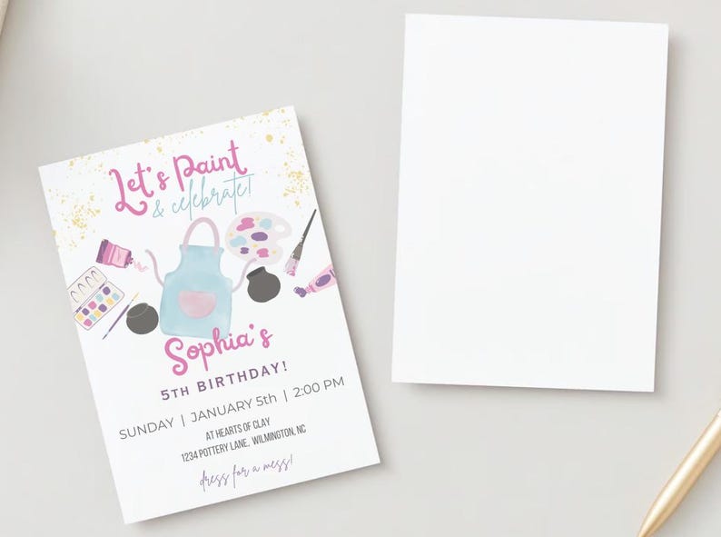 Artsy Birthday Invitation Template: Painting Pottery Party (digital ...