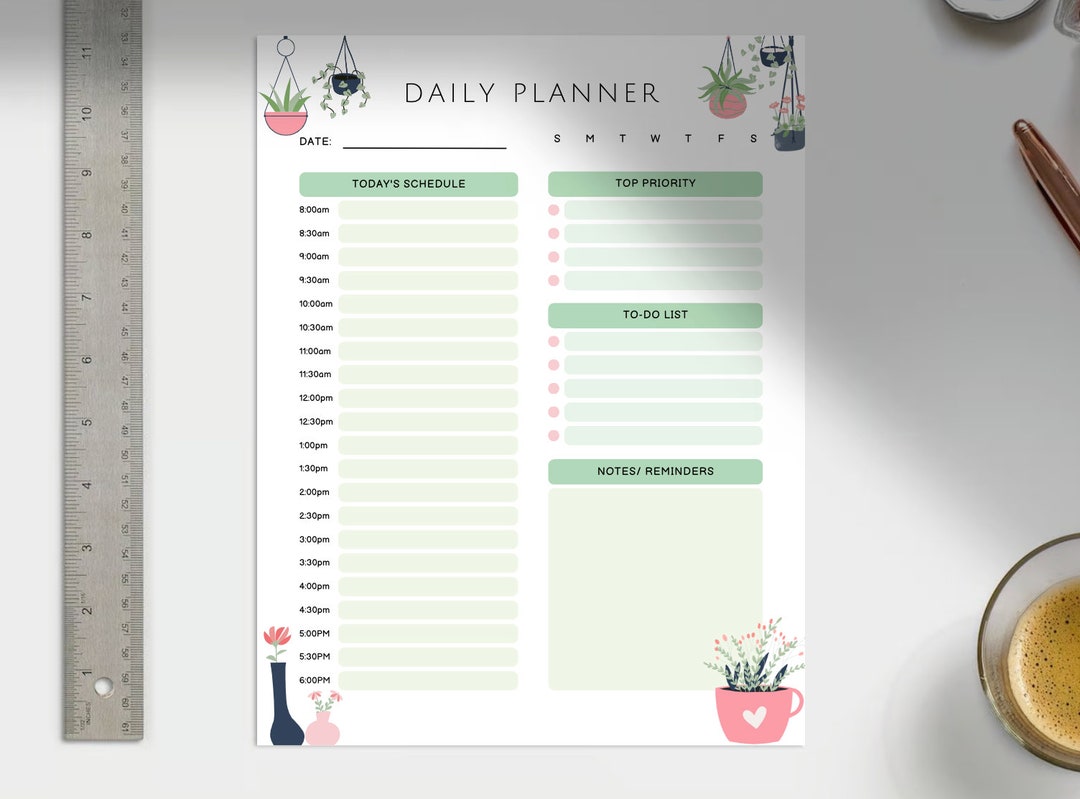 Printable Daily Planner Editable Planner Digital Template Daily Planner ...