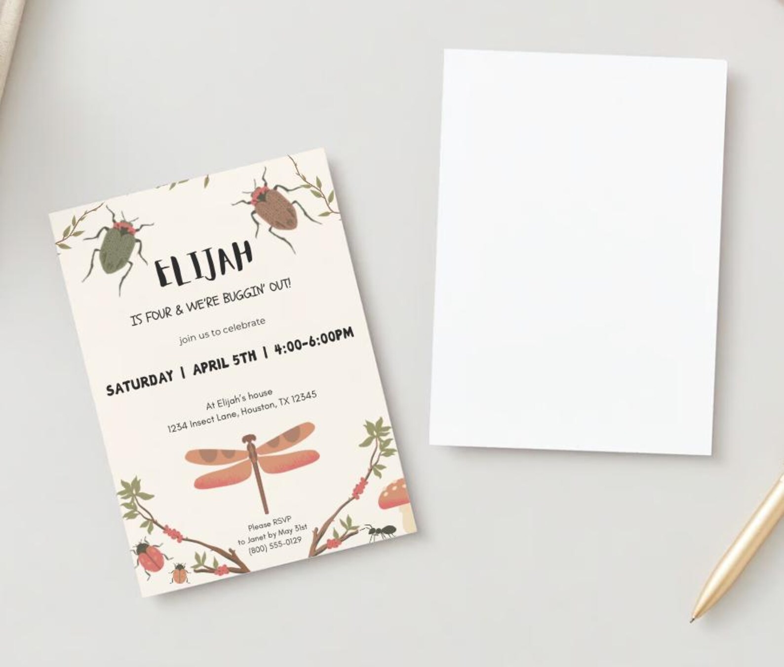Bug Birthday Invitation | Editable Canva Template (digital Download) - Etsy