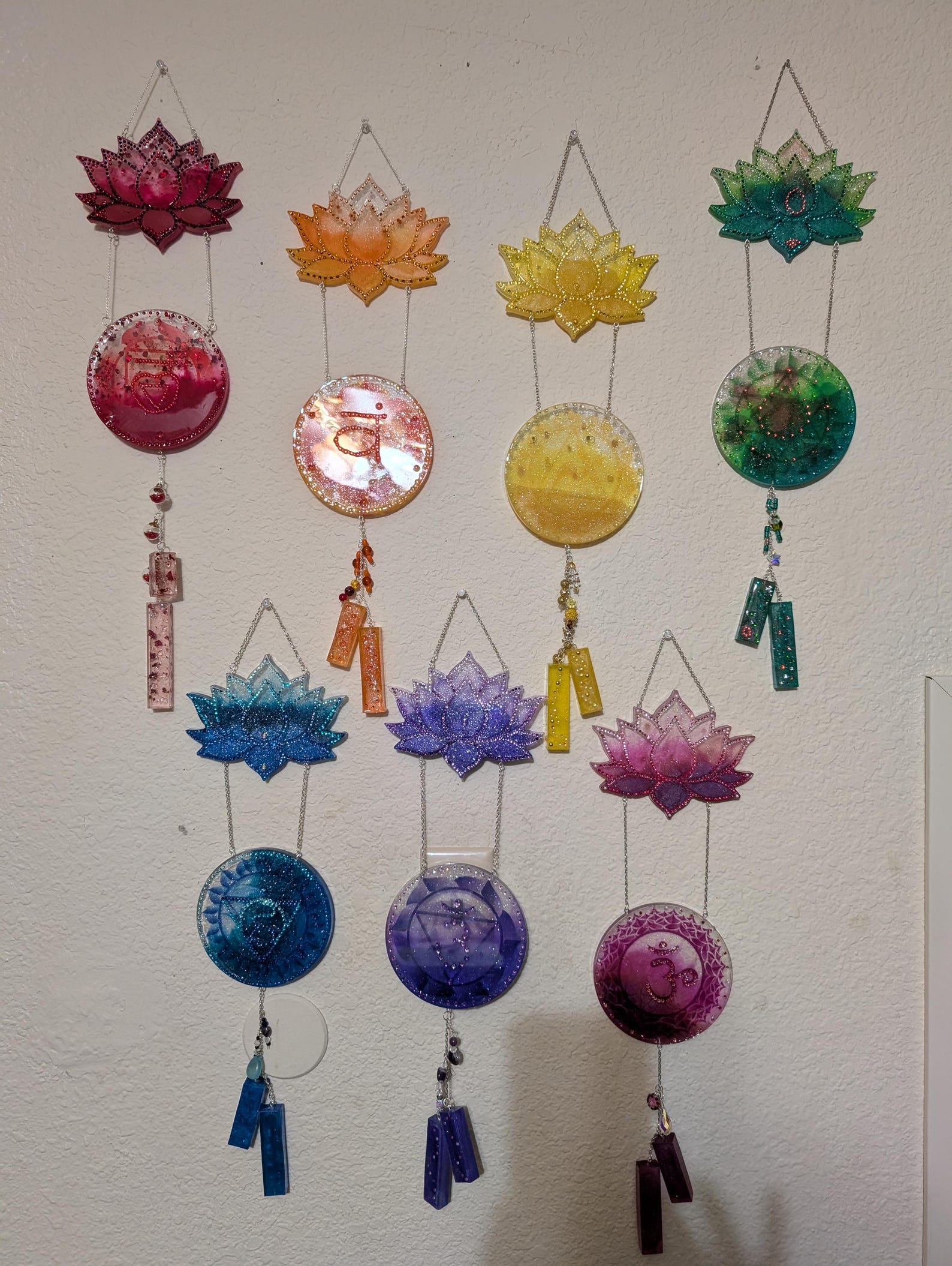 7 Chakra Wall Art Set, Lotus & Sanskrit, Meditation Decor, Lotus Flower ...