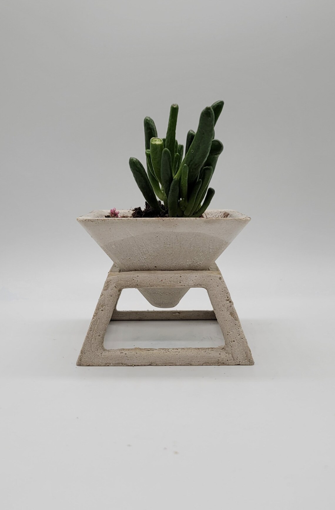 3.5 Inch Pyramid Cement Planter Stand With Cement Planter - Etsy