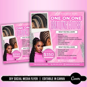 DIY Hair Braid Class Flyer, Braiding Training Flyer, Knotless Class ...