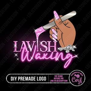 DIY Pink Lavish Wax Logo, Waxing Logo, Wax Logo, Wax Specialist Logo ...