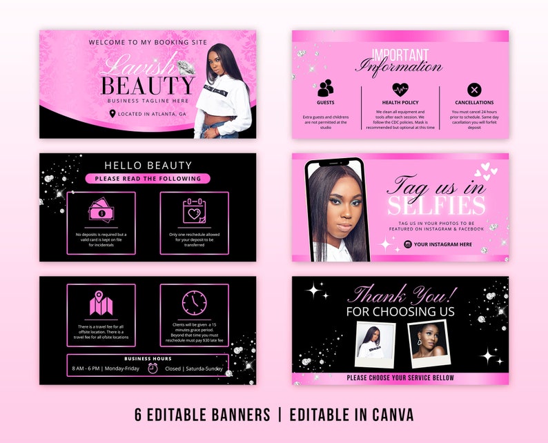 DIY Acuity Website Design Pink Booking Site Template Banners - Etsy