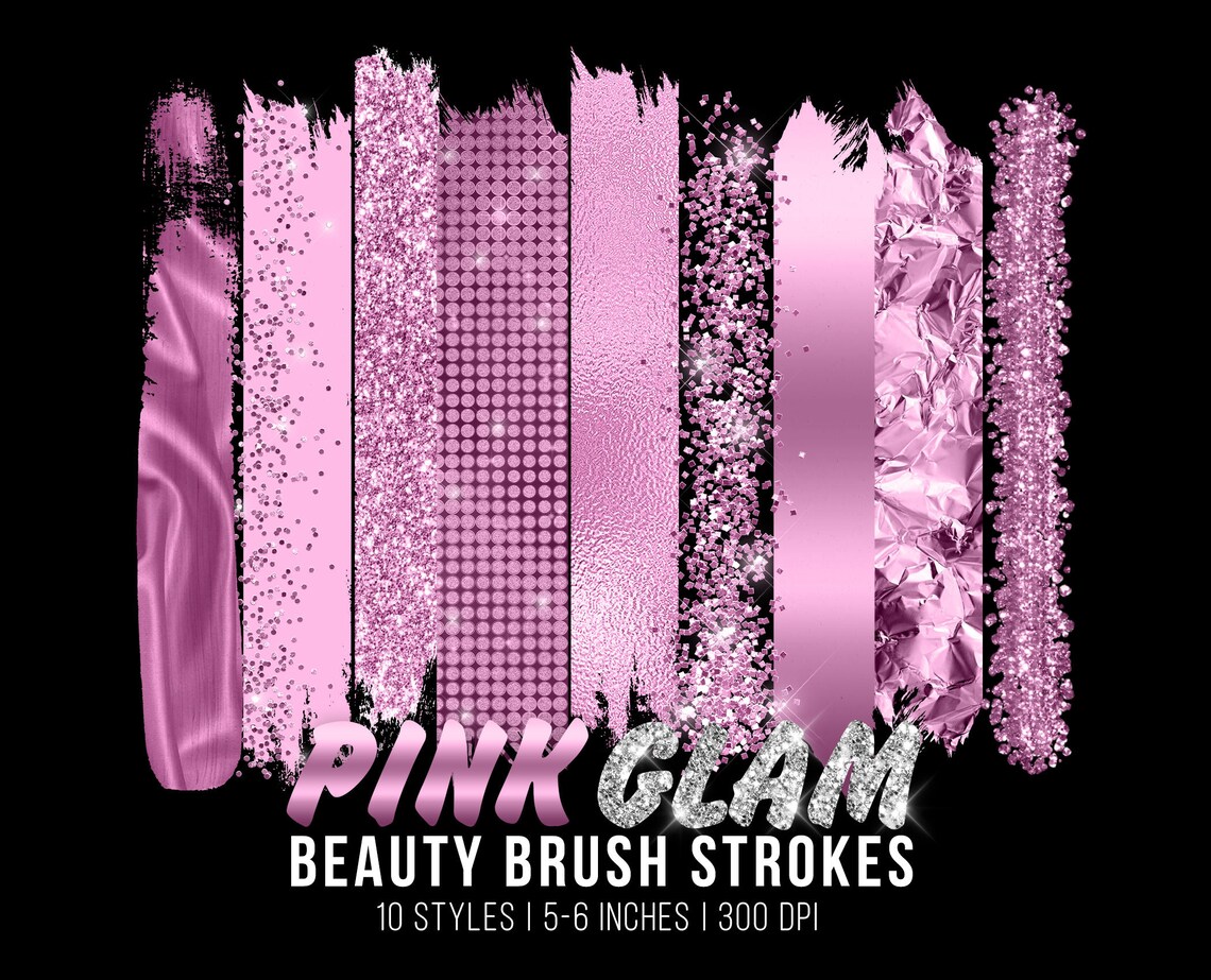 Pink Brush Strokes Metallic Pink Brush Strokes Blush Pink - Etsy