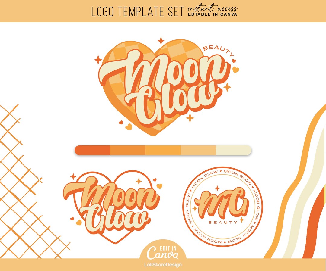 Retro Logo Design Template, Editable in Canva, Colorful Small Business ...