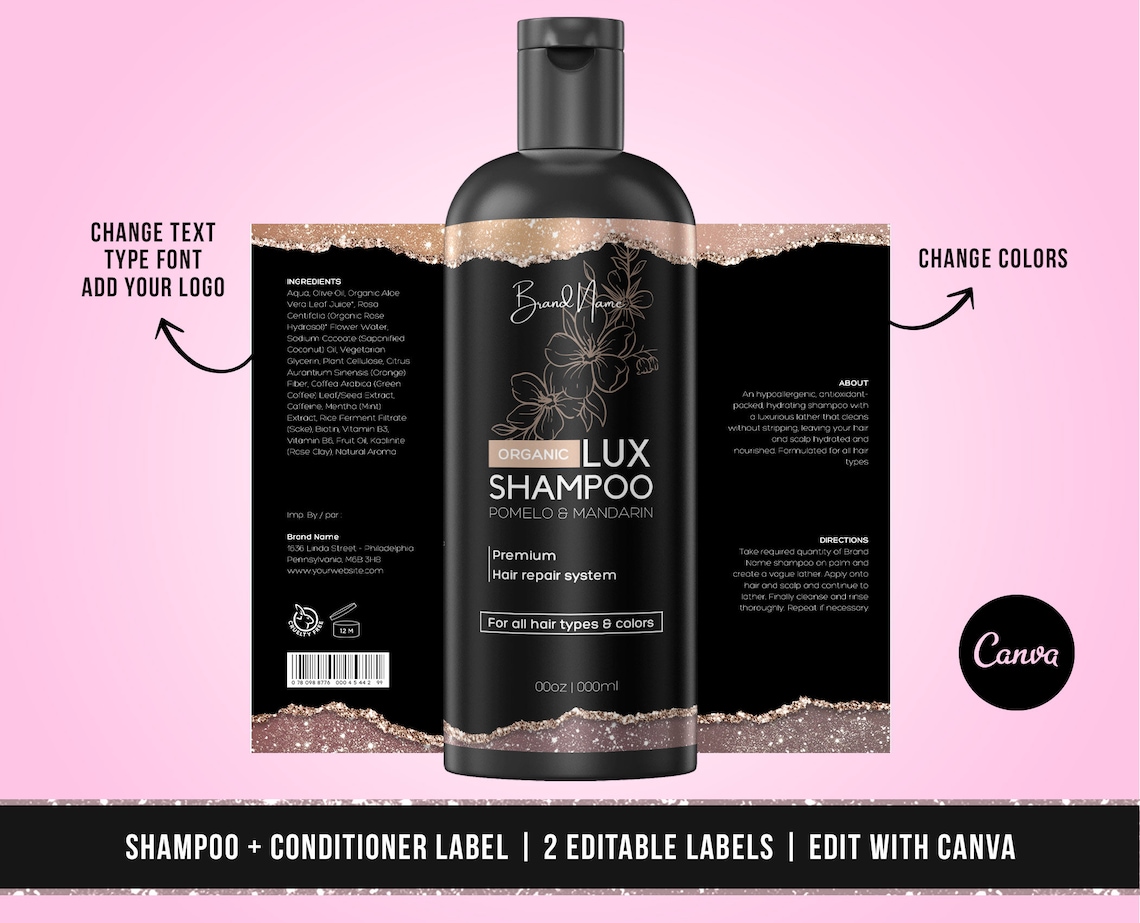 DIY Shampoo and Conditioner Label Template Product Label - Etsy