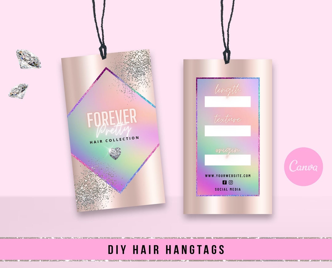 DIY Hair Hang Tag Design, Hair Bundle Hangtag, Extensions Tag, Premade ...