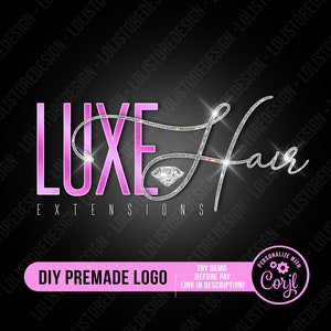 DIY Luxe Hair Extensions Logo, Hair Beauty Logo, Hair Logo, Premade ...