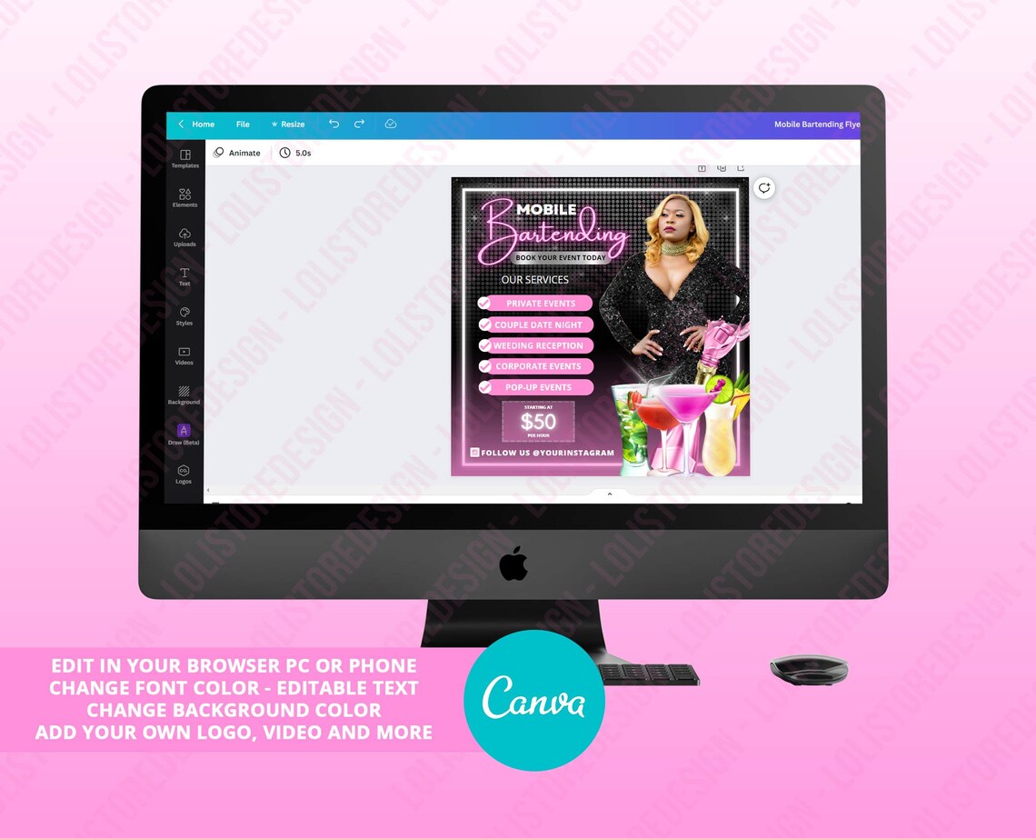 DIY Mobile Bartending Flyer Bartender Flyer Portable Bar - Etsy