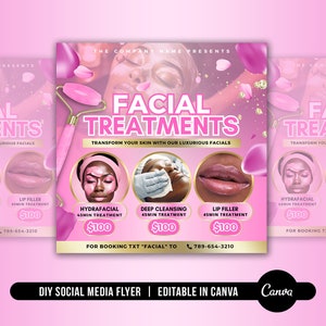 Facial Treatments Flyer, Facial Specials Flyer Template, Facial Spa ...