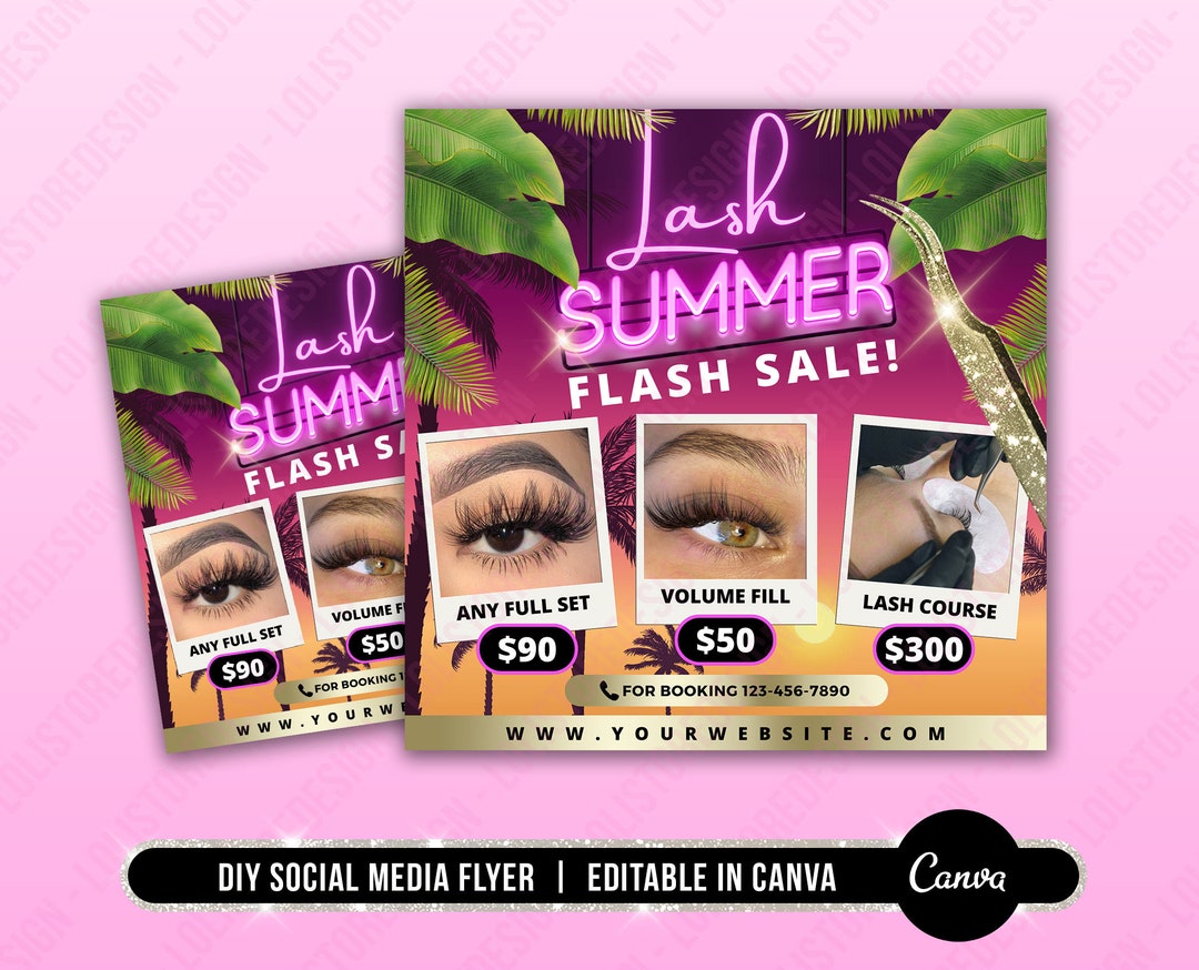 DIY Lash Summer Flash Sale Flyer, Lash Prices Flyer, Eyelash Sale Flyer ...