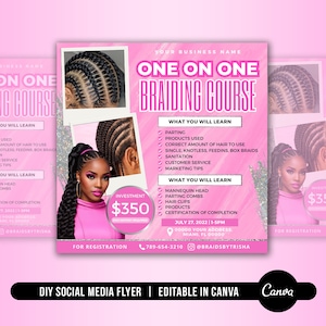 DIY Hair Braid Class Flyer, Braiding Training Flyer, Knotless Class ...