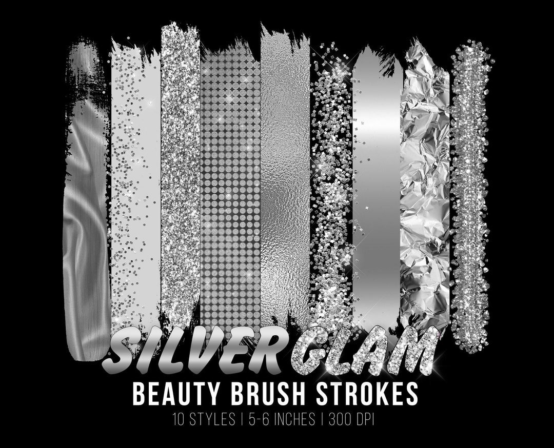 Silver Brush Strokes, Metallic Silver Brush Strokes, Blush Silver Glam ...