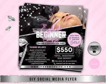 DIY Lash Training Motion Flyer, Eyelash Beginner Class Animated Flyer ...