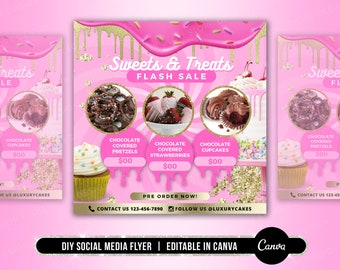 Sweets and Treats DIY Canva Flyer Template, Baking Dessert Flyer ...