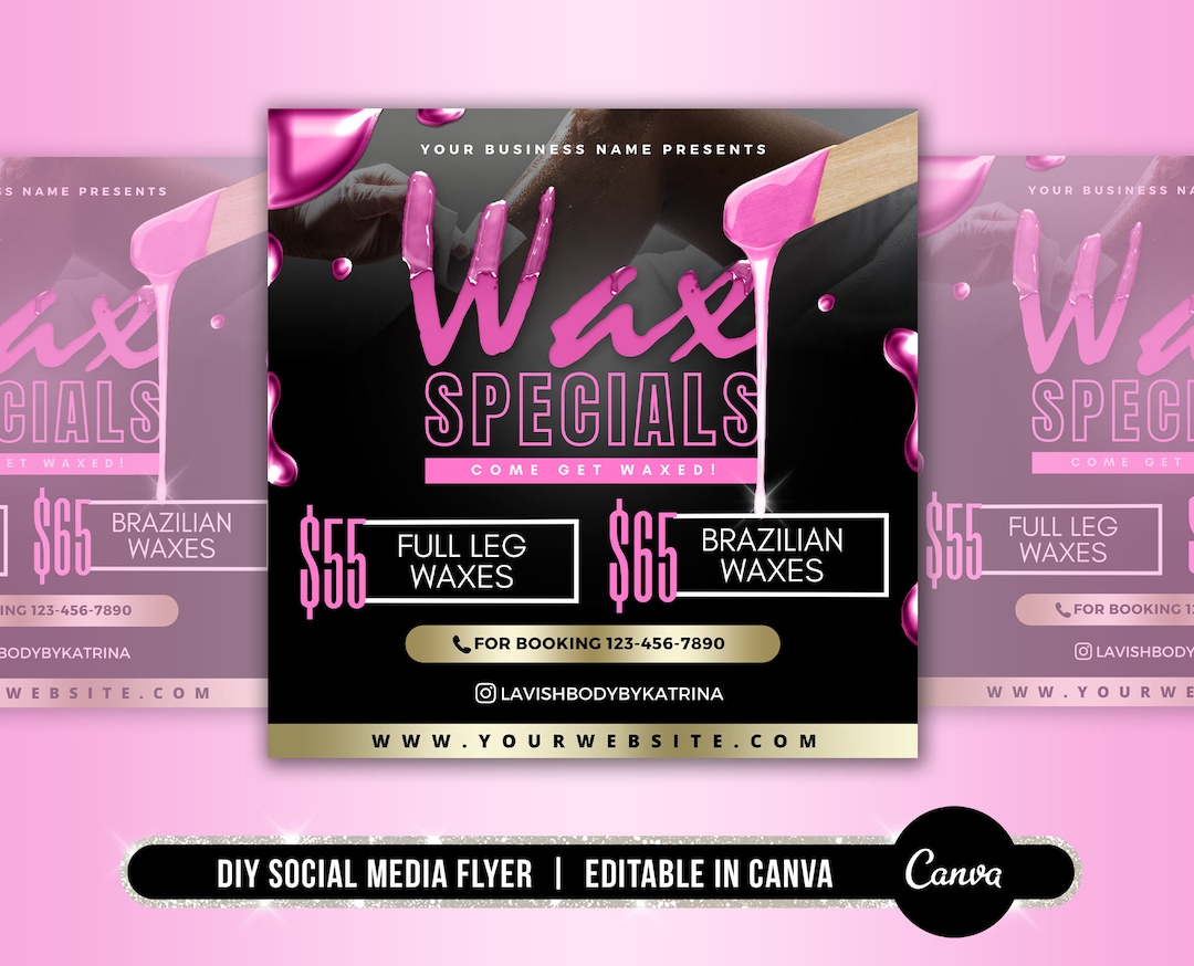 Diy Body Wax Specials Flyer, Waxing Sale Flyer, Wax Salon Flyer, Spa