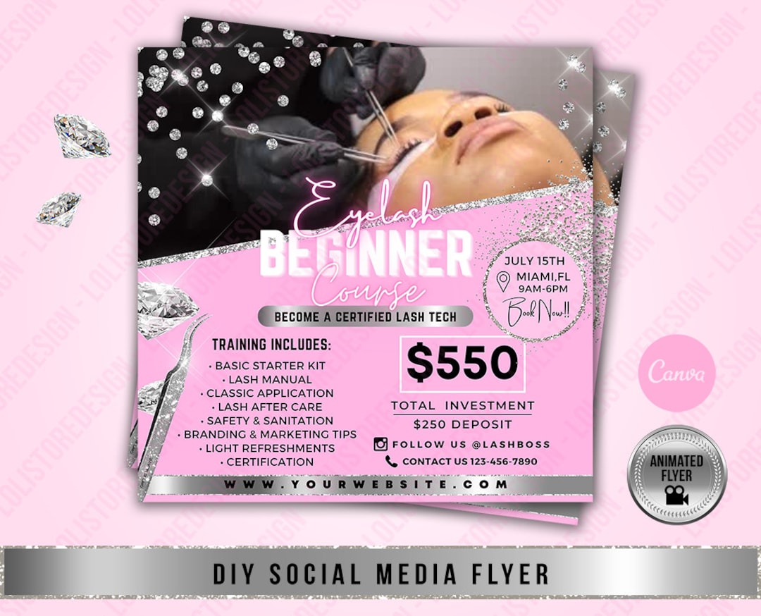DIY Lash Training Motion Flyer, Eyelash Beginner Class Animated Flyer ...