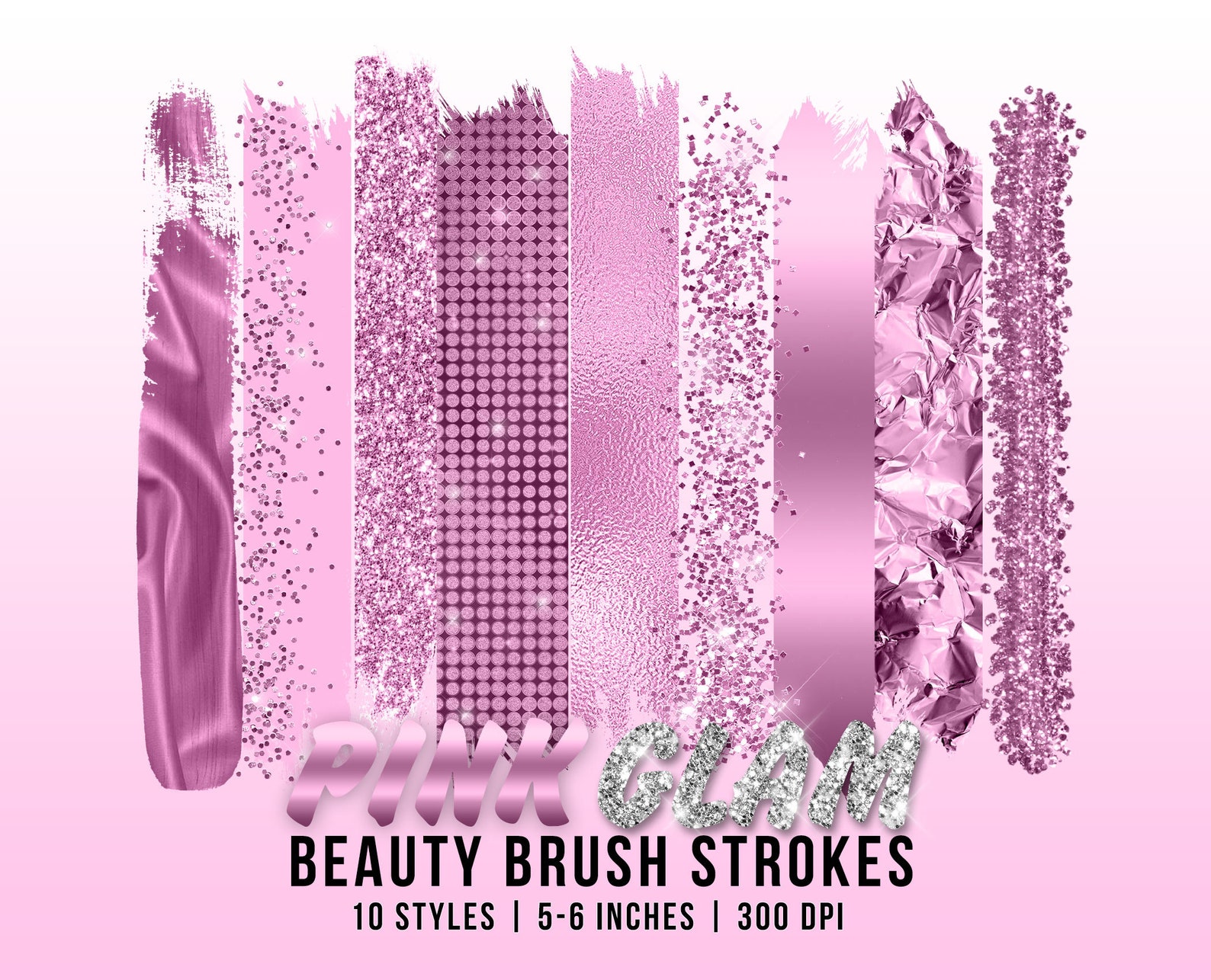 Pink Brush Strokes Metallic Pink Brush Strokes Blush Pink - Etsy