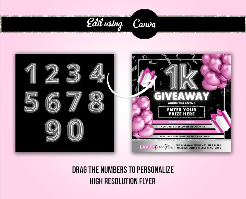 DIY Giveaway Flyer Lash Hair Giveaway Flyer Followers | Etsy