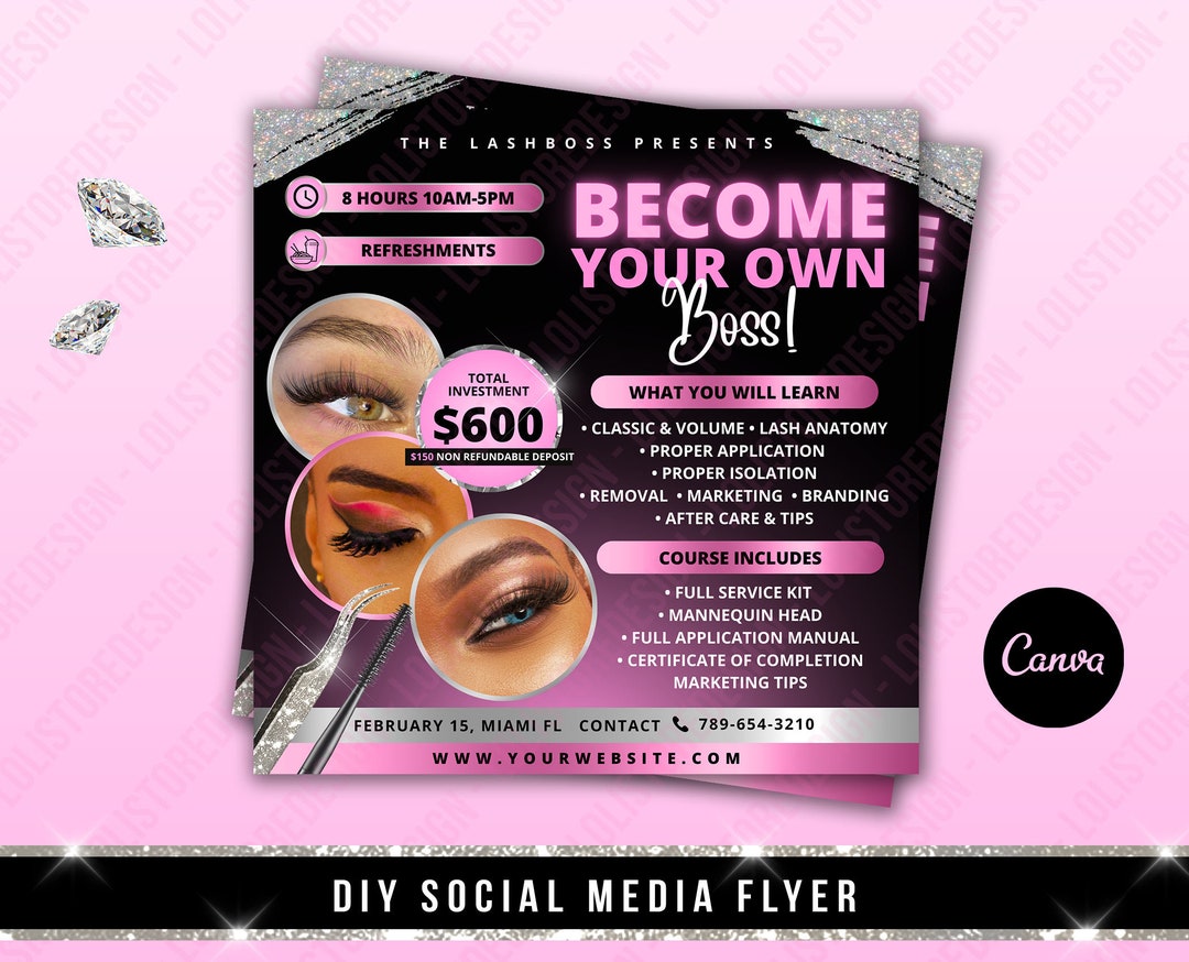 DIY Lash Training Flyer, Become Your Own Boss Flyer , Lash Technician ...