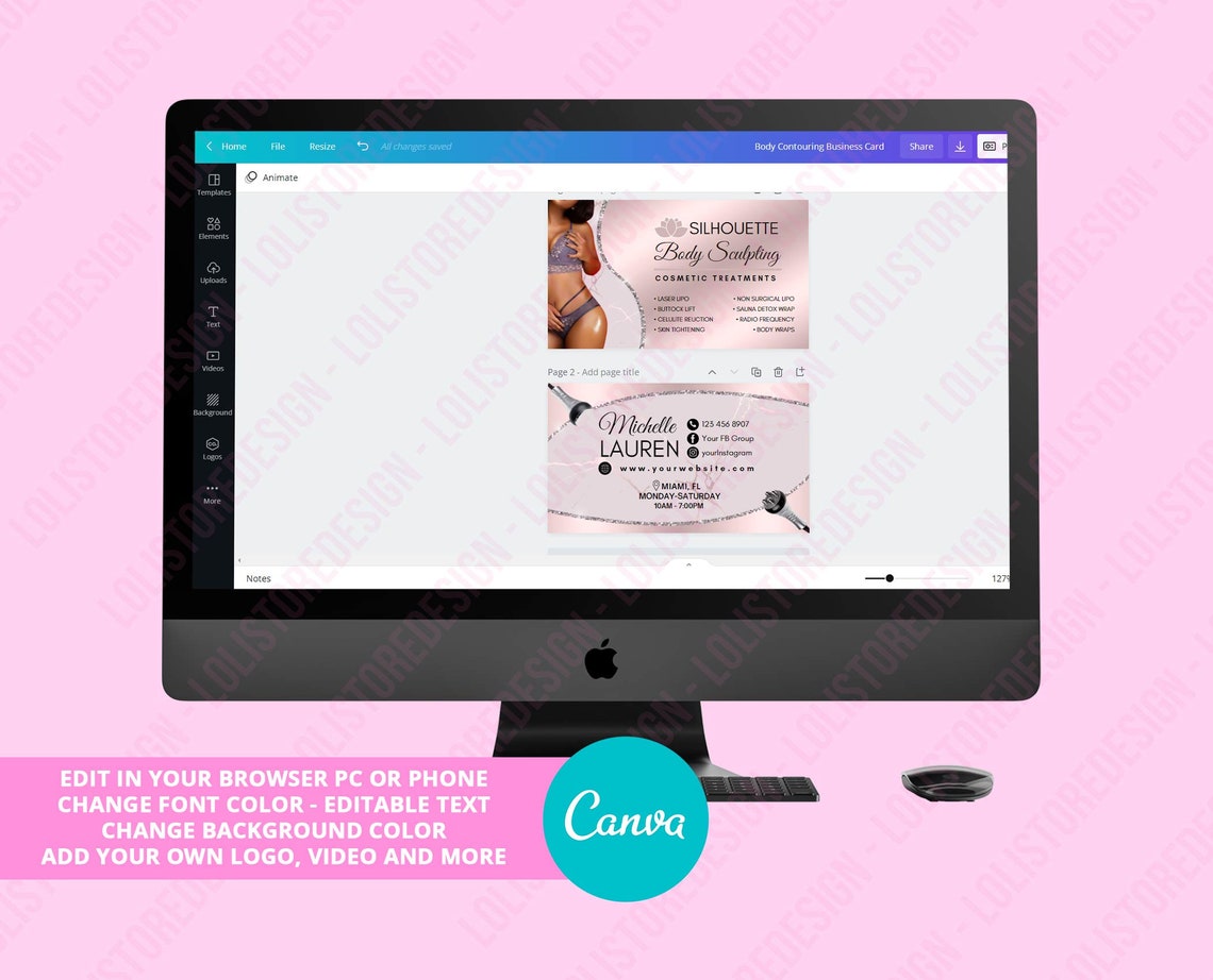 DIY Body Contouring Business Card Body Sculpting Business - Etsy