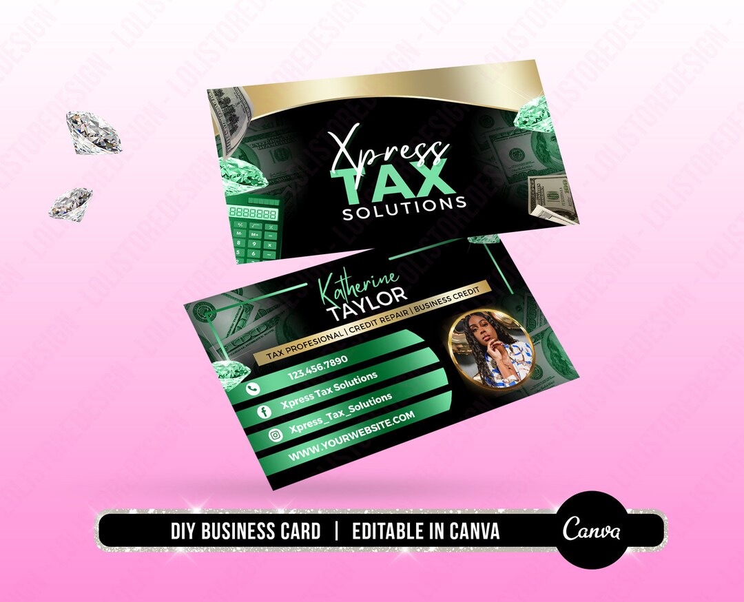 DIY Tax Business Card, Tax Prep Business Card, Tax Refund Business Card ...