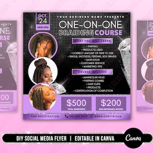 DIY Hair Braid Class Flyer Braiding Training Flyer Knotless - Etsy