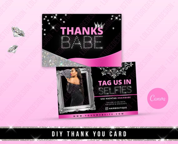 DIY Hair Thank You Card Hair Extensions Thank You Card Wig - Etsy