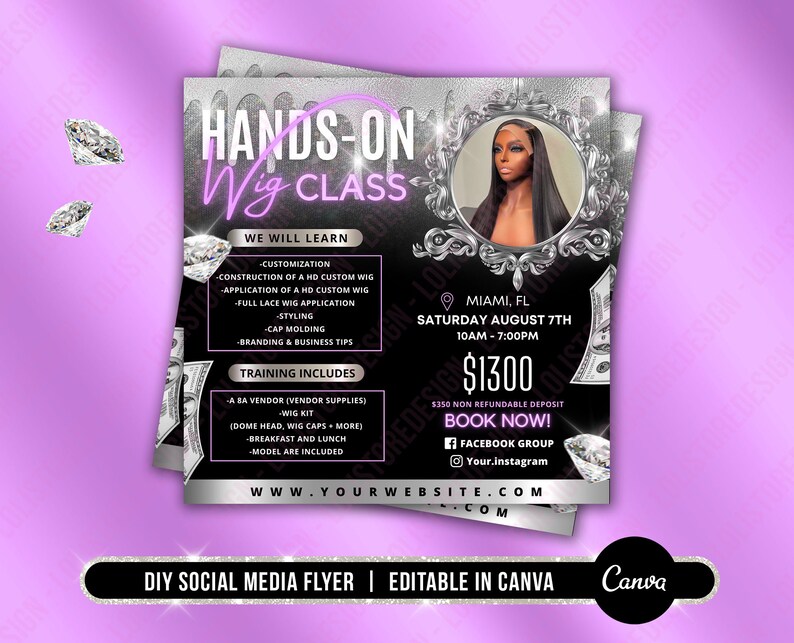 DIY Wig Class Flyer Wig Training Flyer Hands-on Wig Course - Etsy