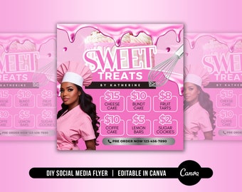 Sweets and Treats DIY Canva Flyer Template, Baking Dessert Flyer ...