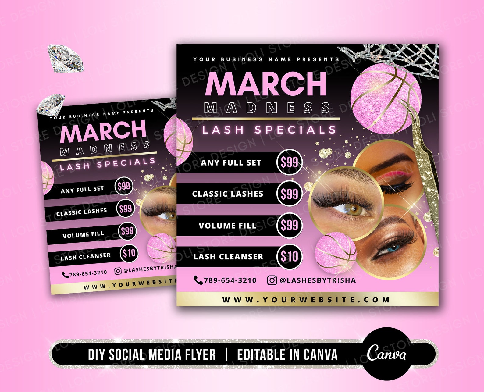 DIY March Madness Lash Extensions Flyer March Madness Lash - Etsy