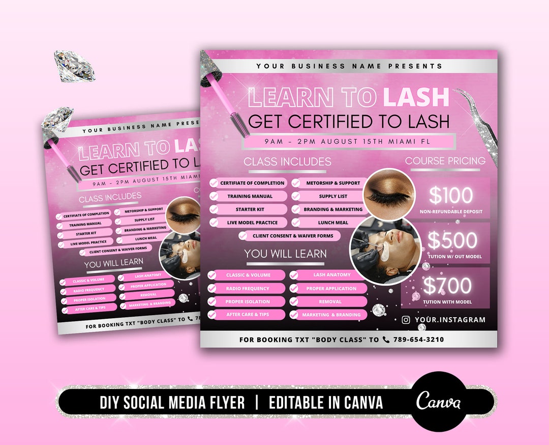 DIY Lash Training Flyer, Become Your Own Boss Flyer , Lash Technician ...