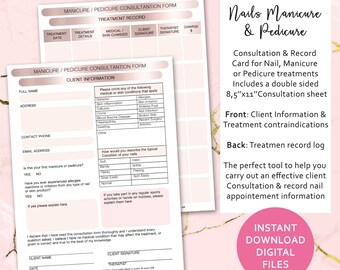 Manicure / Pedicure Client Card / Client Record Card / - Etsy