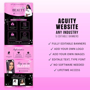 DIY Acuity Website Design, Pink Booking Site Template, Banners for Your Acuity Website, Premade ...
