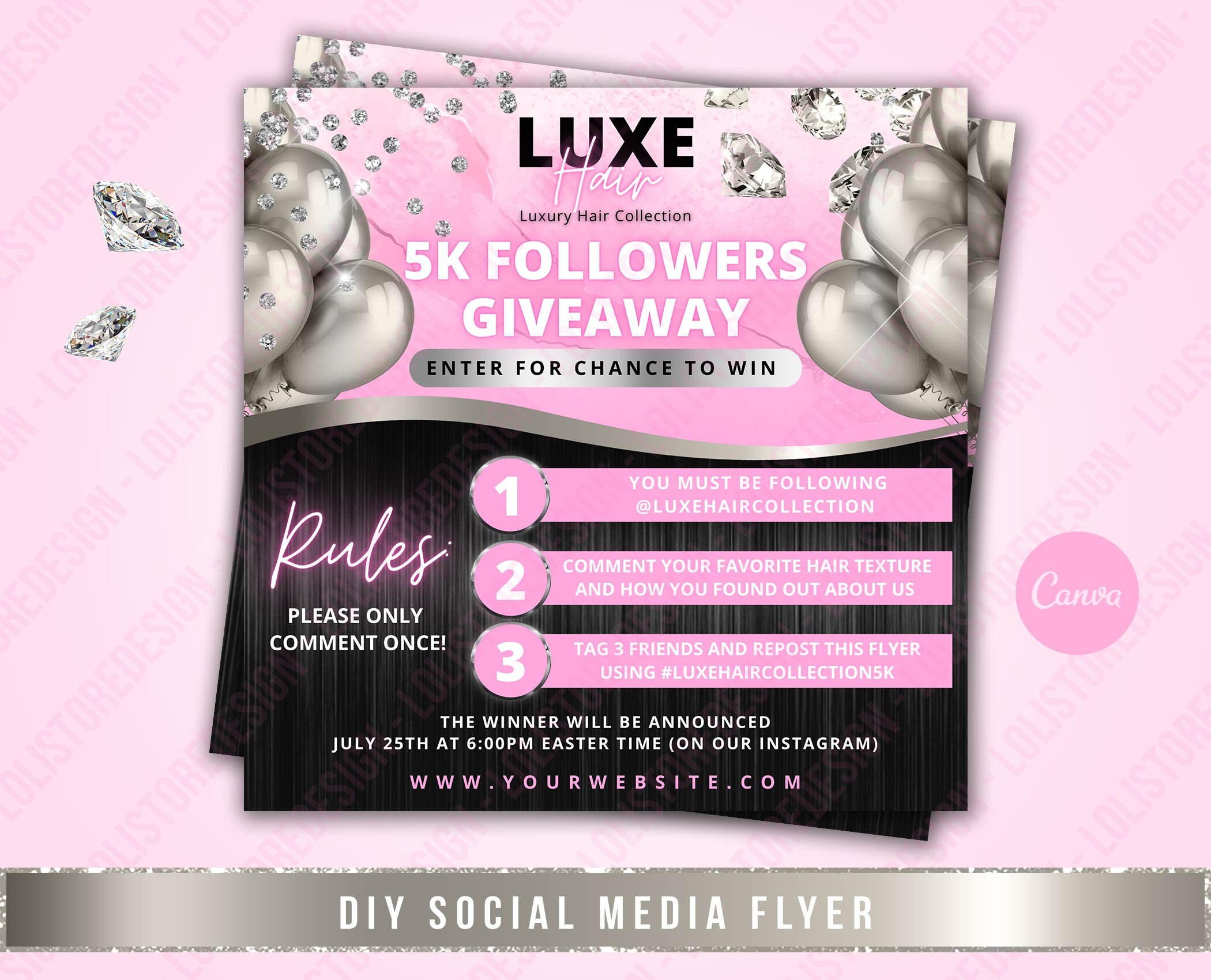 Stationery Hair Bundle Social Media Raffle Wig DIY Instagram Raffle ...